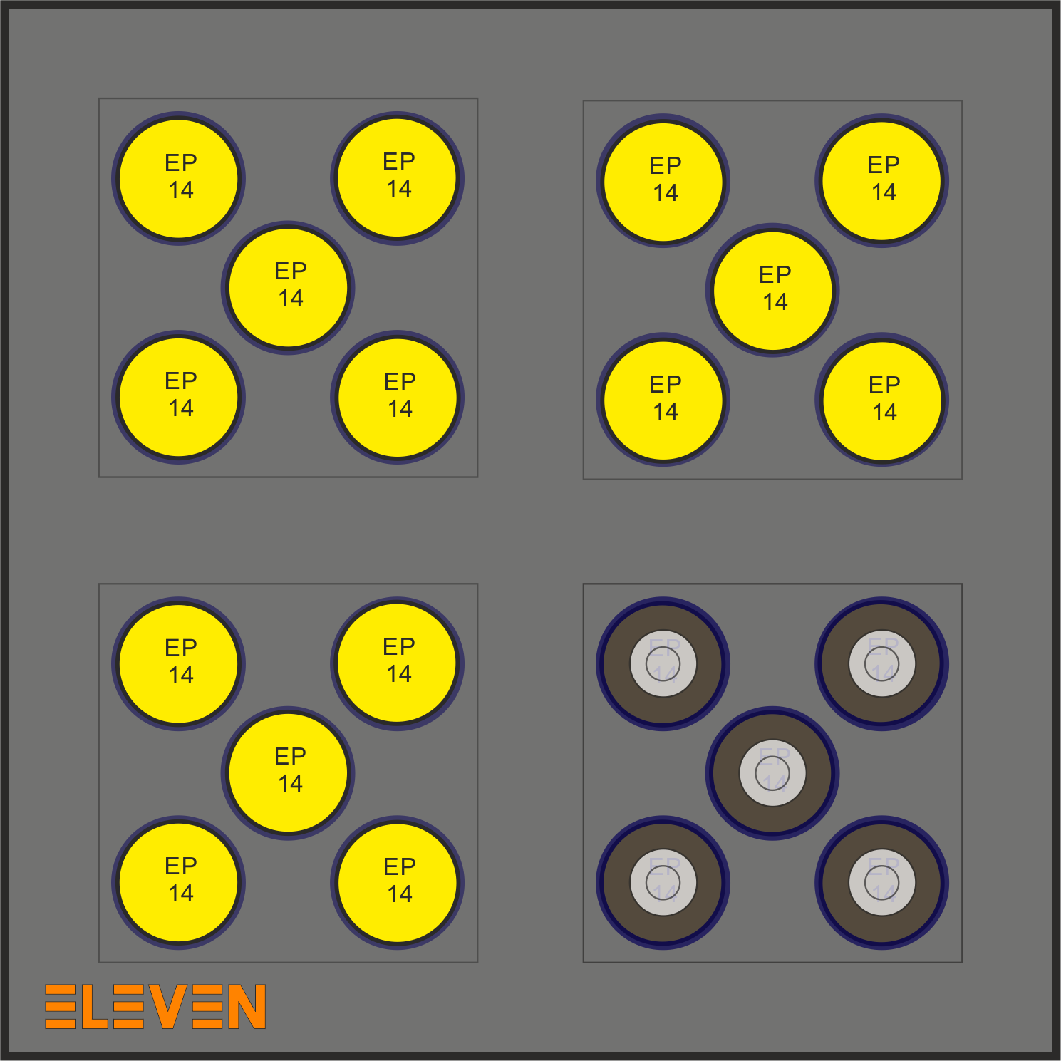 Mata piankowa ELEVEN z insertami LAY12 125cm x 125cm x 22cm - ARBOW